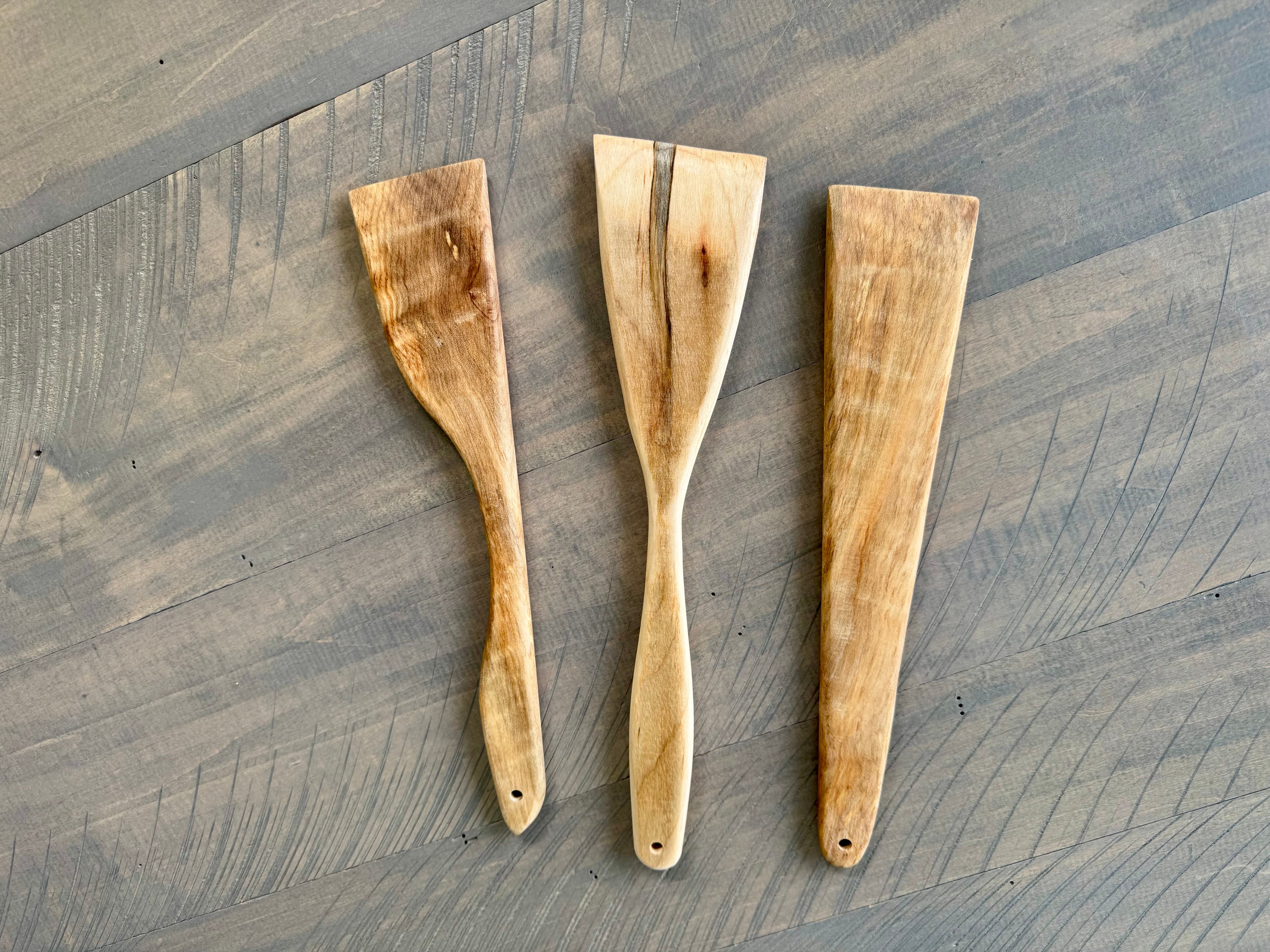 Handmade Maple Wooden Kitchen Spatula pack – Tall Beard Woodcraft